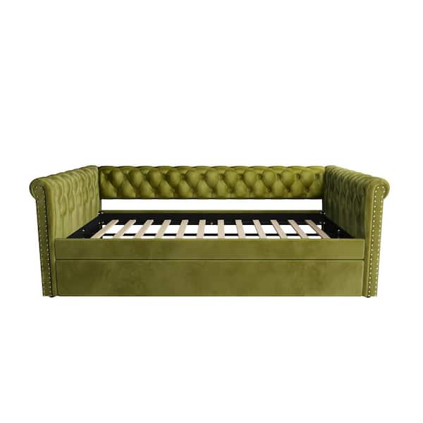 Green velvet daybed with trundle store