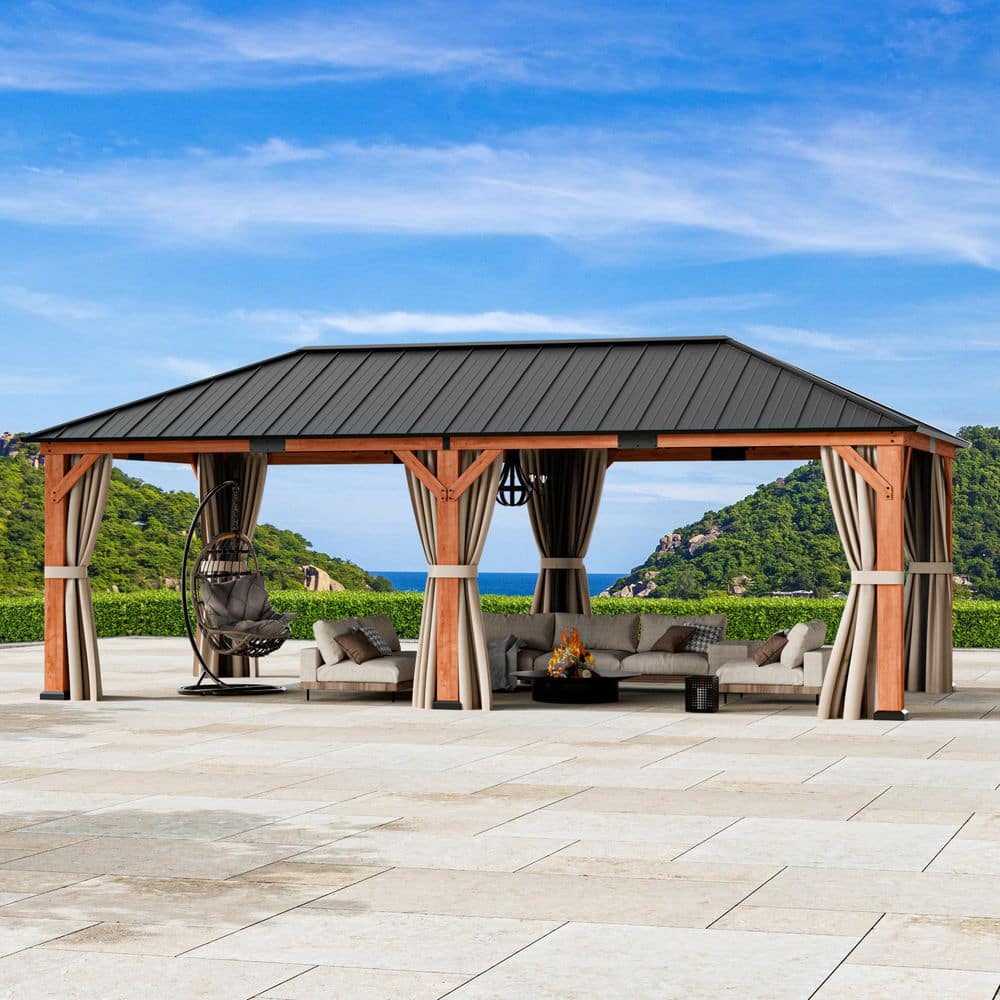 COVERED OUTDOOR OUTDOOR LIVING SPACES Ultra Series Wood Gazebo 12 ft. x ...