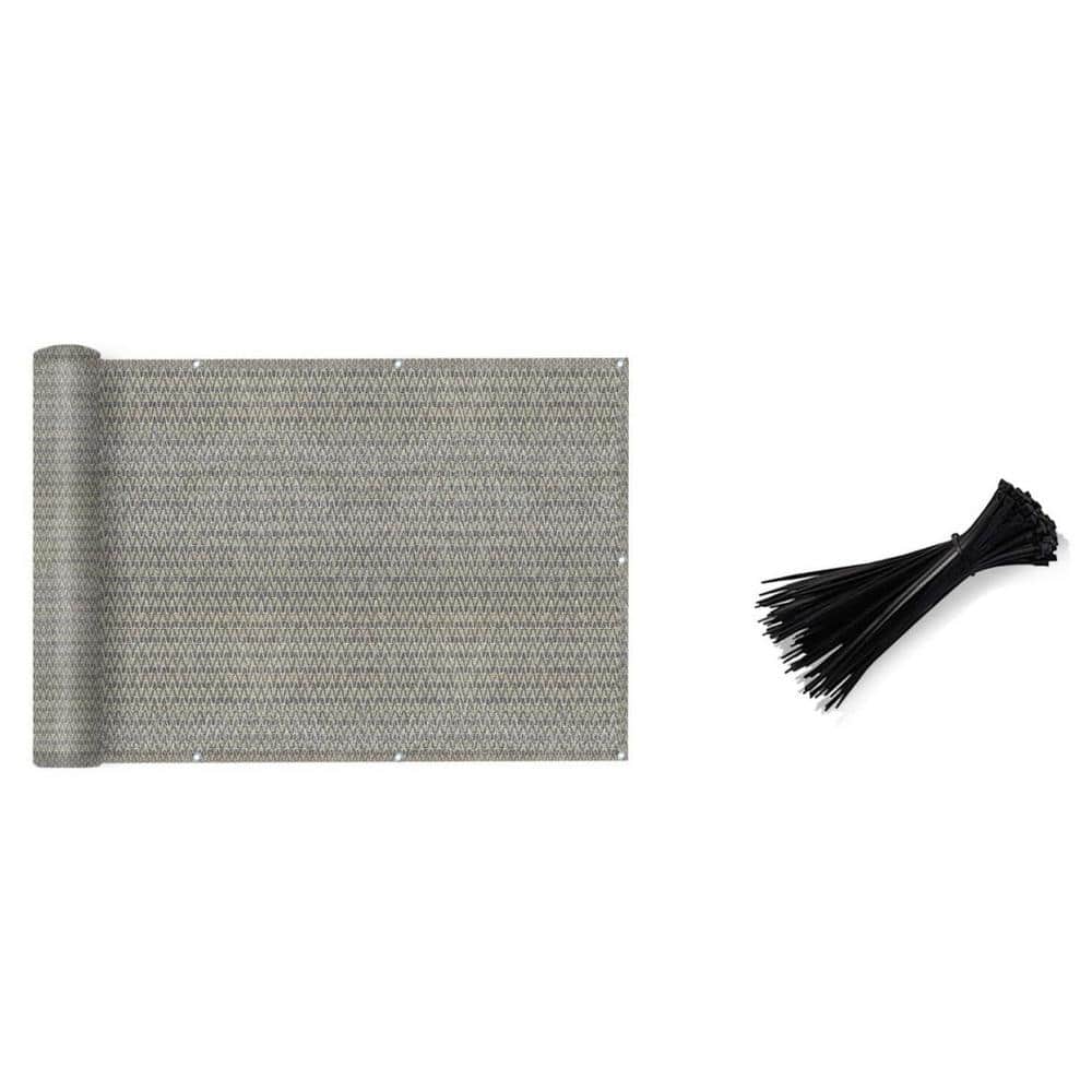 Angel Sar 3 ft. x 10 ft. Heavy Duty Brown-Grey Balcony Privacy Screen ...