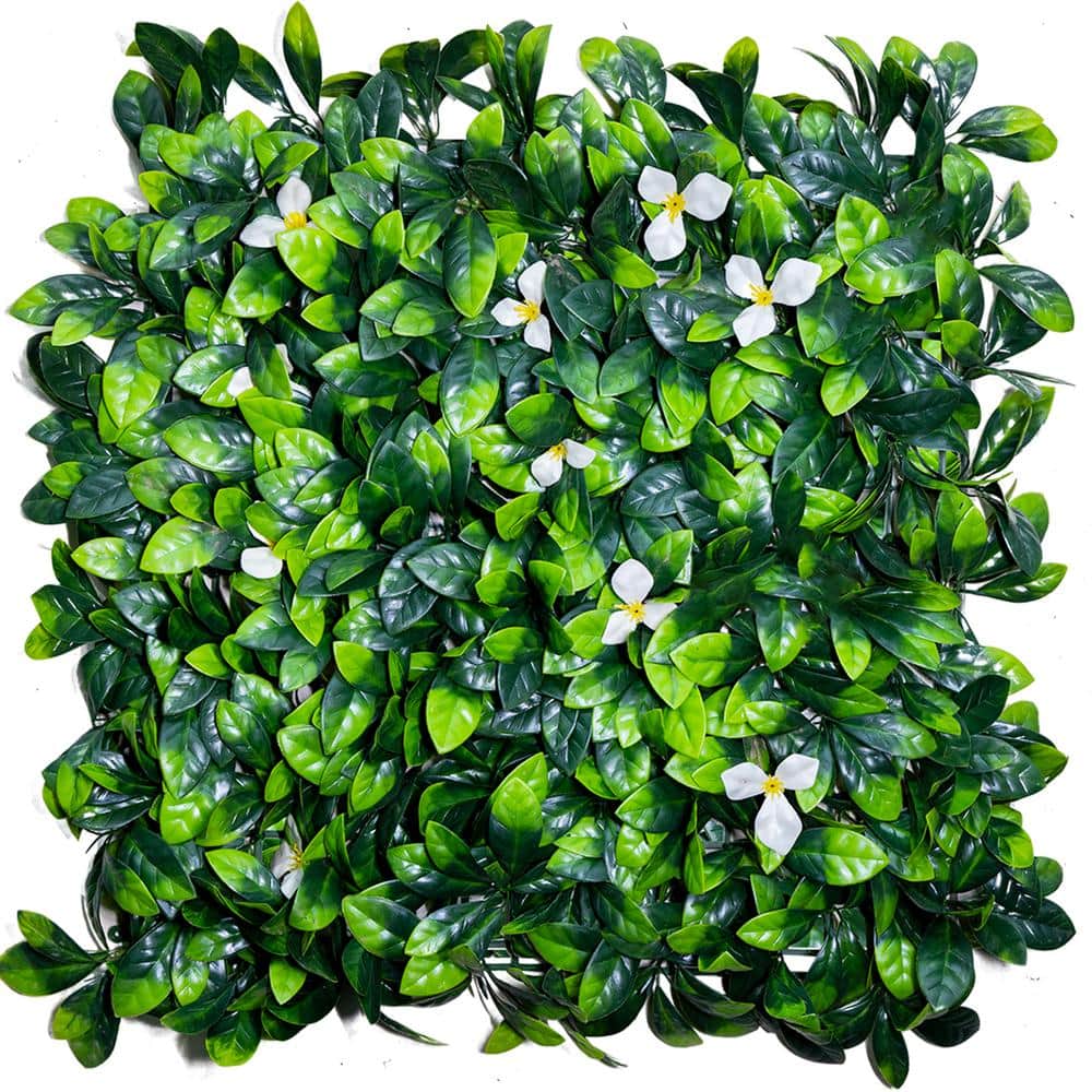 AUTMOON 20x20 in. Artificial Boxwood Panels with Flowers, Privacy ...