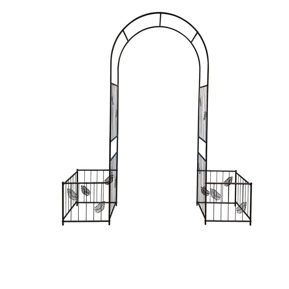 GAWEZA 87 in. x 80 in. Metal Garden Arbor Garden Arch Climbing Plants ...