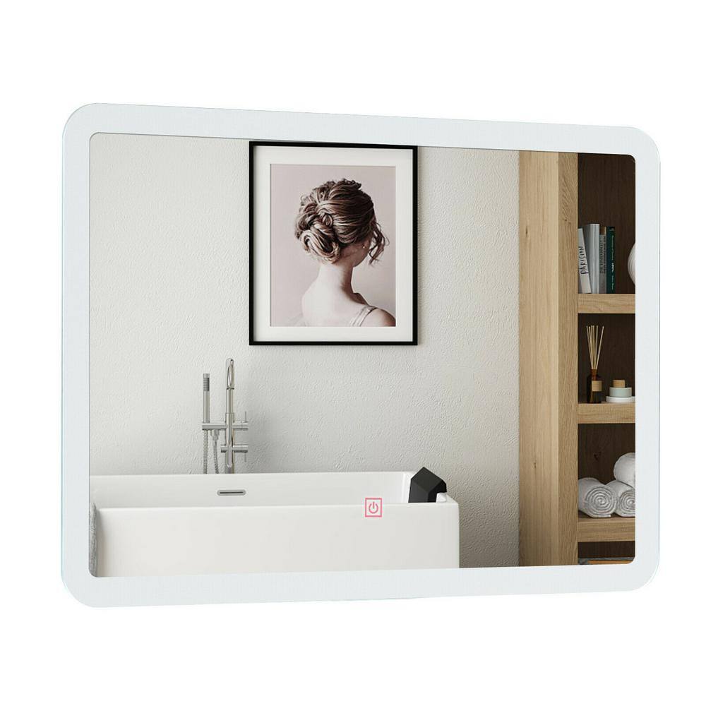 WELLFOR 20 in. W x 28 in. H Rectangular Frameless Wall Bathroom Vanity ...