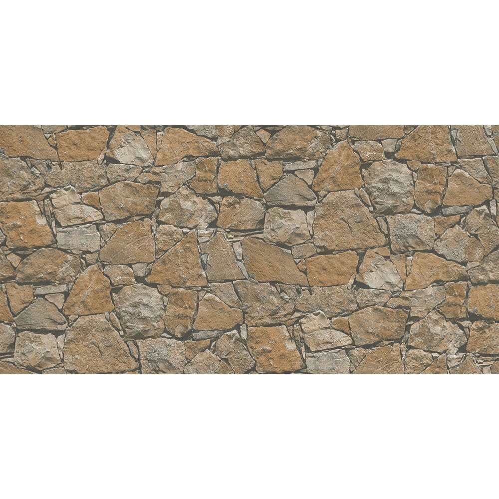 Bricks and More Collection Brown Realistic Stonewall Matte Finish Vinyl ...