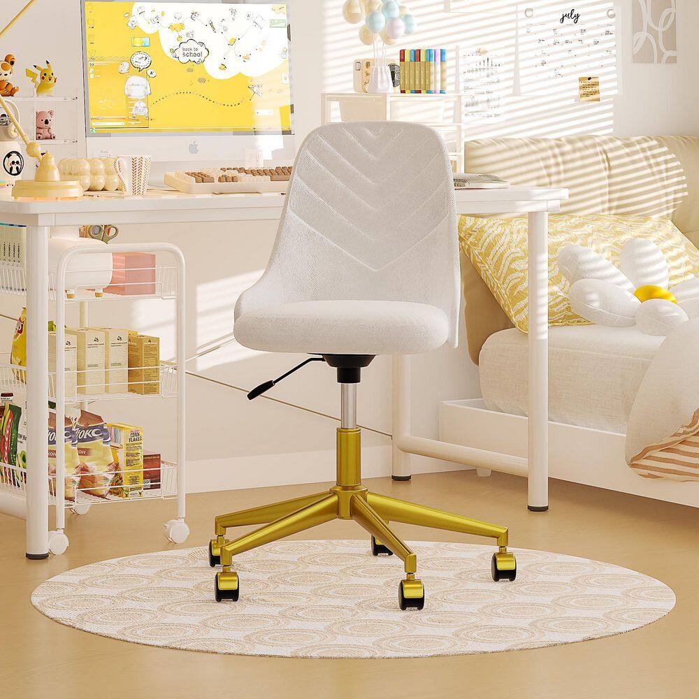 VECELO Height-Adjustable Velvet Office Chair with 360° Swivel, Gold ...