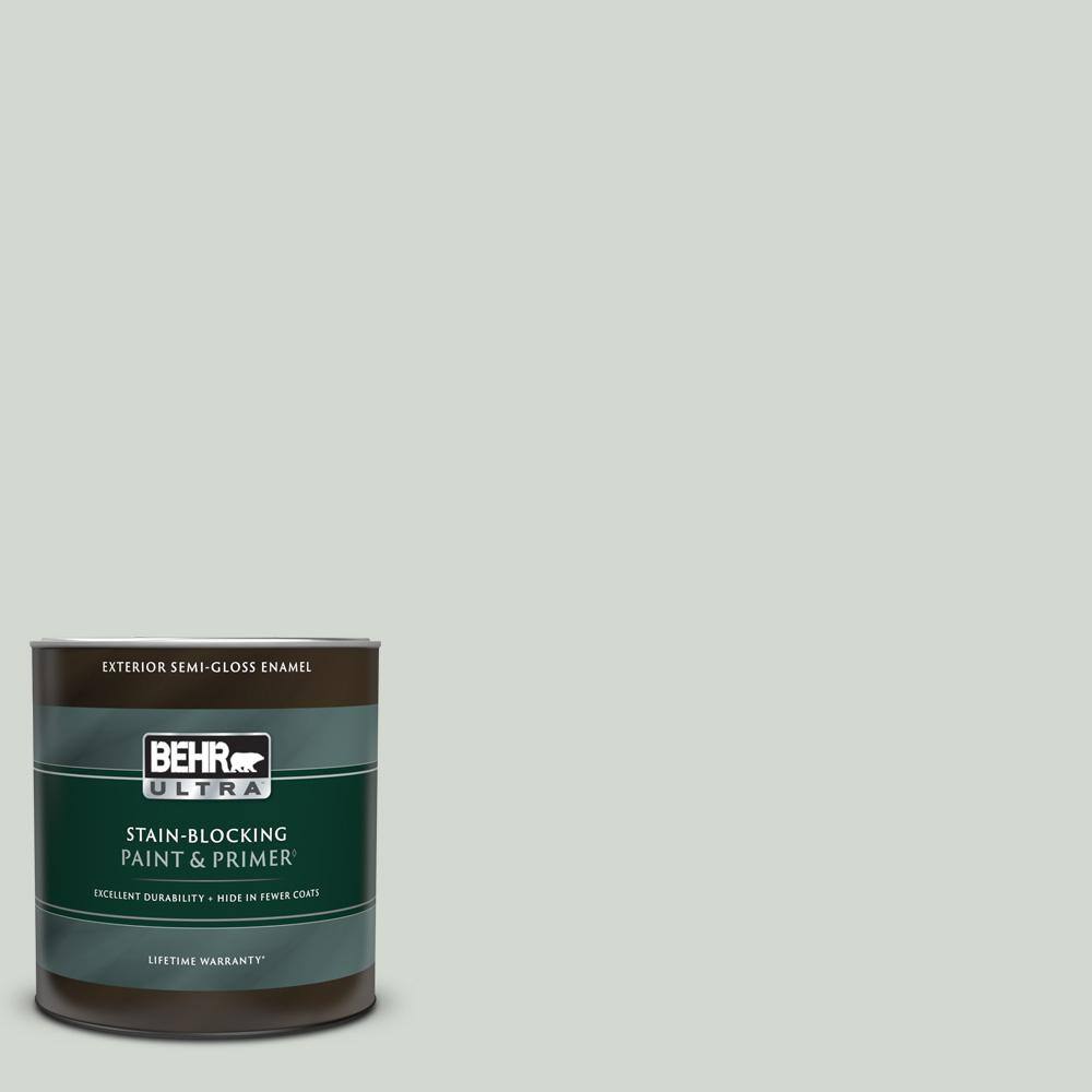 BEHR ULTRA 1 qt. #N410-2 Brook Green Semi-Gloss Enamel Exterior Paint ...