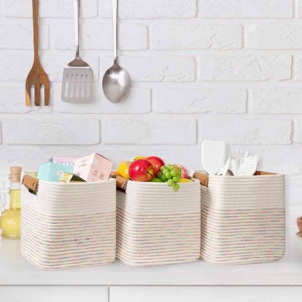 3-Pack 11"x11" Rainbow Boho Woven Storage Cubes ENHD30262 - The Home Depot