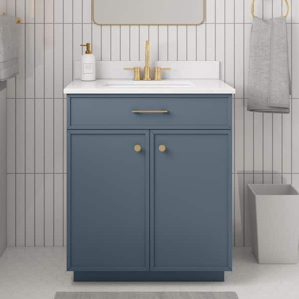 Glacier Bay Marcote 30 in. Single Sink Freestanding Slate Blue Bath ...