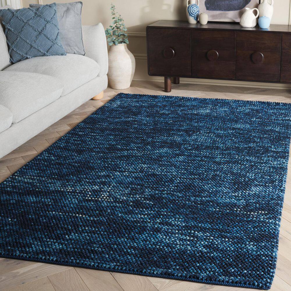 SAFAVIEH Natura 6 ft. x 6 ft. Navy/Blue Textured Solid Square Area Rug ...