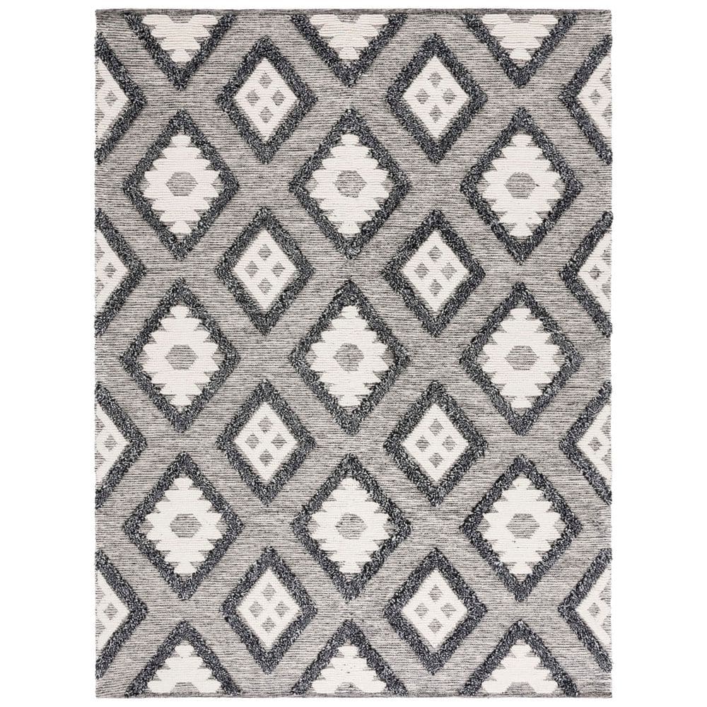 SAFAVIEH Natura 8 ft. x 10 ft. Black/Ivory Diamond Marle Area Rug ...