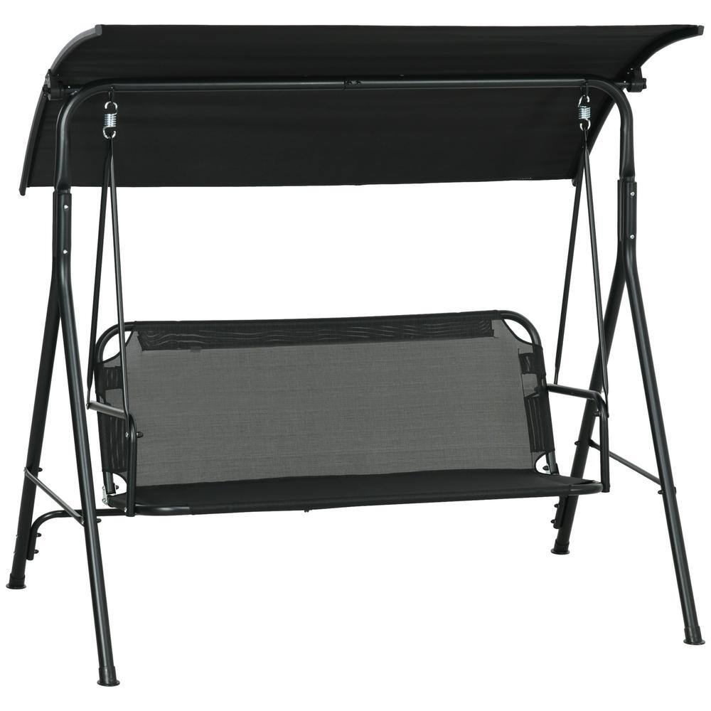 Blisstyle 52 in. Seats 3-People Metal Patio Swing Chair in Black swing ...