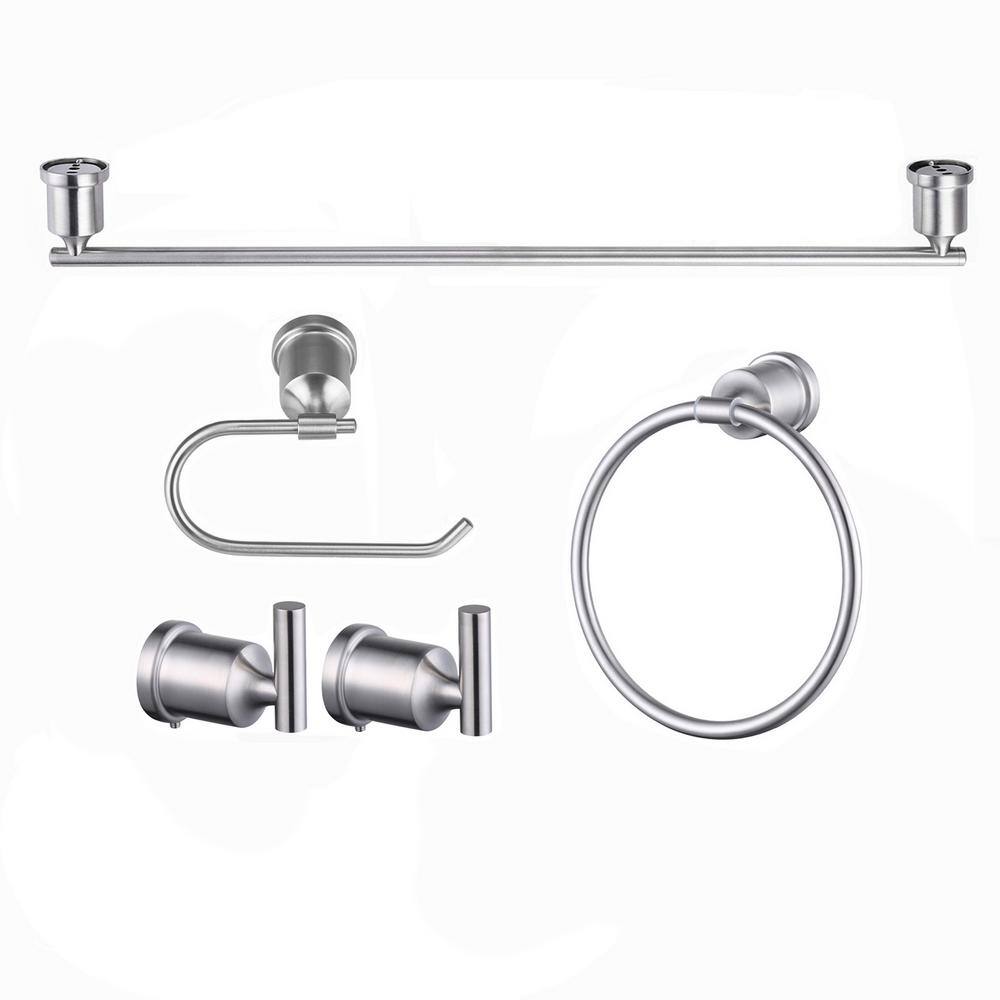 ALEASHA 5-Piece Bath Hardware Set with Mounting Hardware in Brushed ...