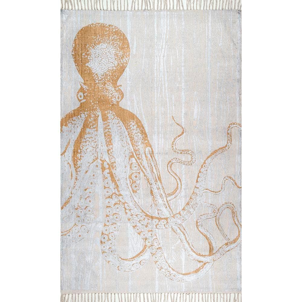 nuLOOM Thomas Paul Metallic Octopus Ivory 8 ft. x 10 ft. Area Rug ...