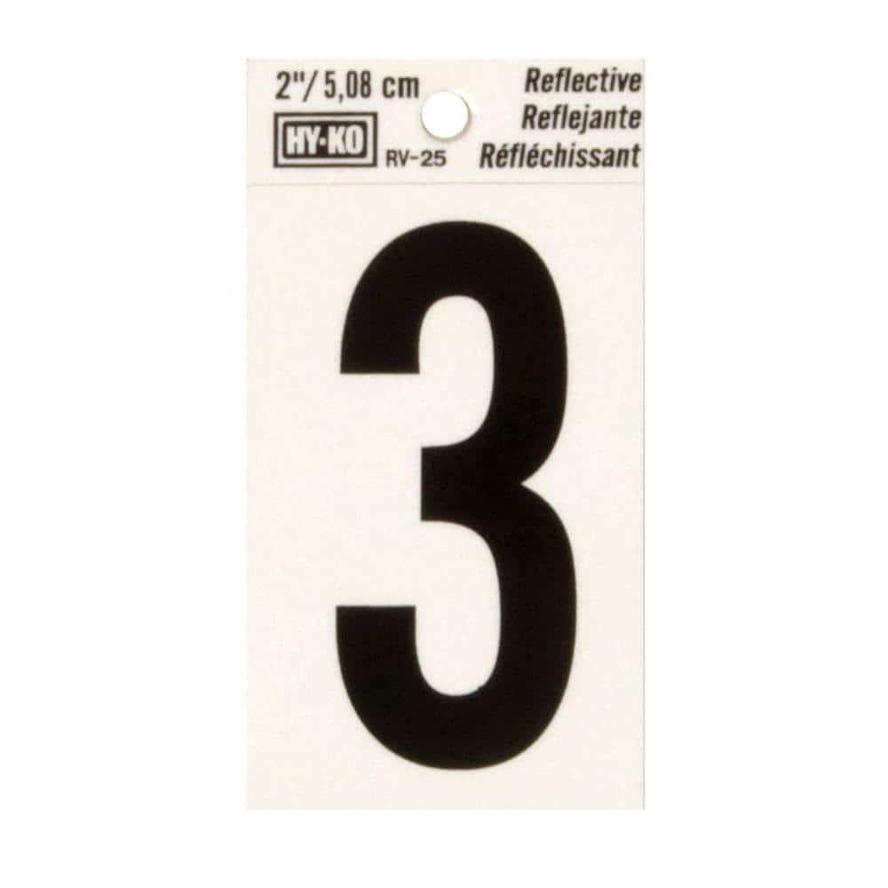 HY-KO 2 in. Vinyl Reflective Number 3 RV-25/3 - The Home Depot