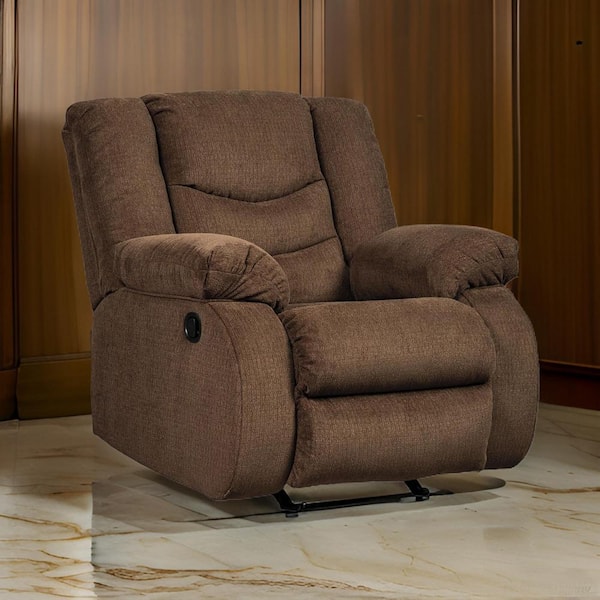 Benjara Chocolate Brown Chenille Manual Rocker Recliner BM309338 - The ...