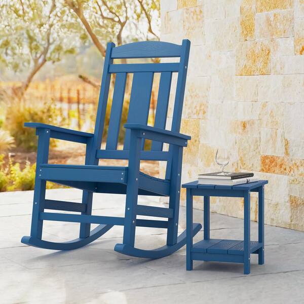 LUE BONA Grant Navy Blue Poly All Weather Resistant Plastic Adirondack ...