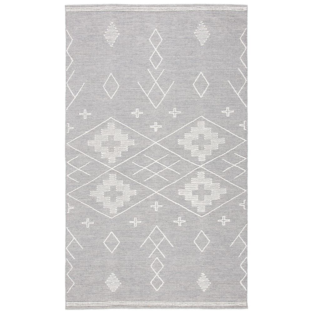 SAFAVIEH Kilim Grey/Ivory 8 ft. x 10 ft. Geometric Trellis Solid Color ...
