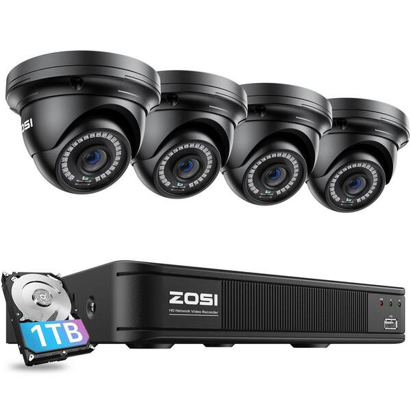 ZOSI 8-Channel 5MP POE 1TB NVR Security Camera System with 4 Wired ...