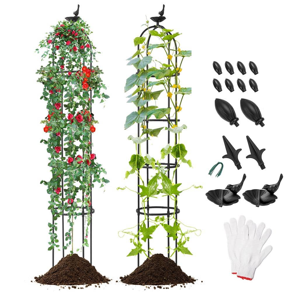 Gymax 69 in. 2-Pieces Garden Trellis for Climbing Plants with ...