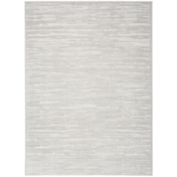Nourison Casual Light Grey 5 ft. x 7 ft. Abstract Contemporary Area Rug ...