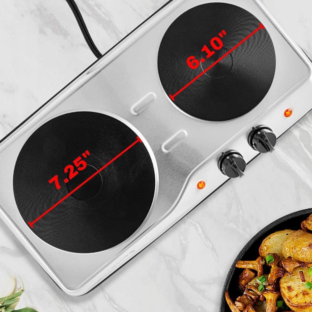 Double Burner 7.25 in. and 6.10 in. Silver Hot Plate Best Deals and ...