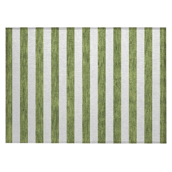 HomeRoots Olive Green 2 ft. x 3 ft. Woven Striped Polyester Rectangle ...