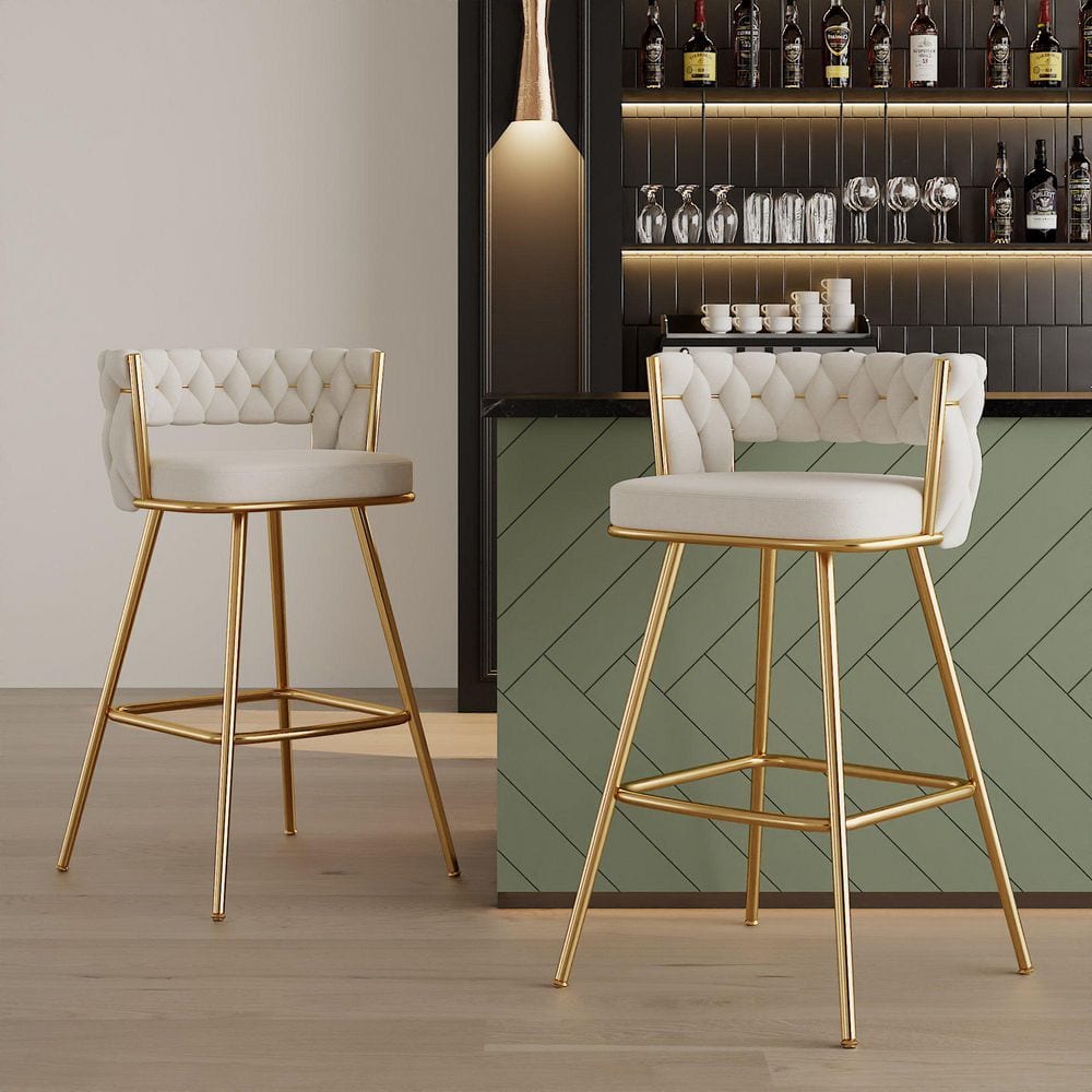 VECELO 34.25 in. Braided Bar Stools Set Counter Height Kitchen Island ...