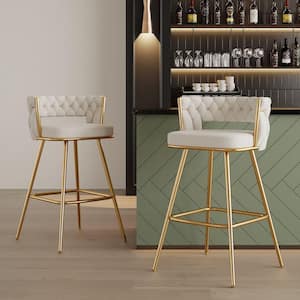 VECELO 34.25 in. Braided Bar Stools Set Counter Height Kitchen Island ...