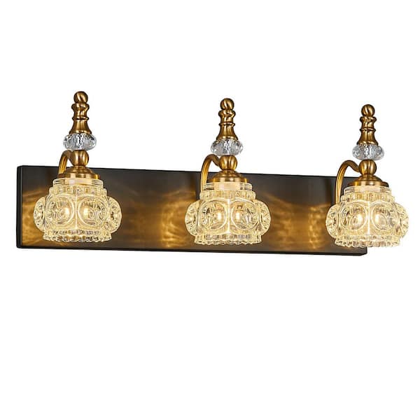 ZHLWIN Home Lighting 19.68 in. 3-Light BlackGold Modern Glass Crystal ...