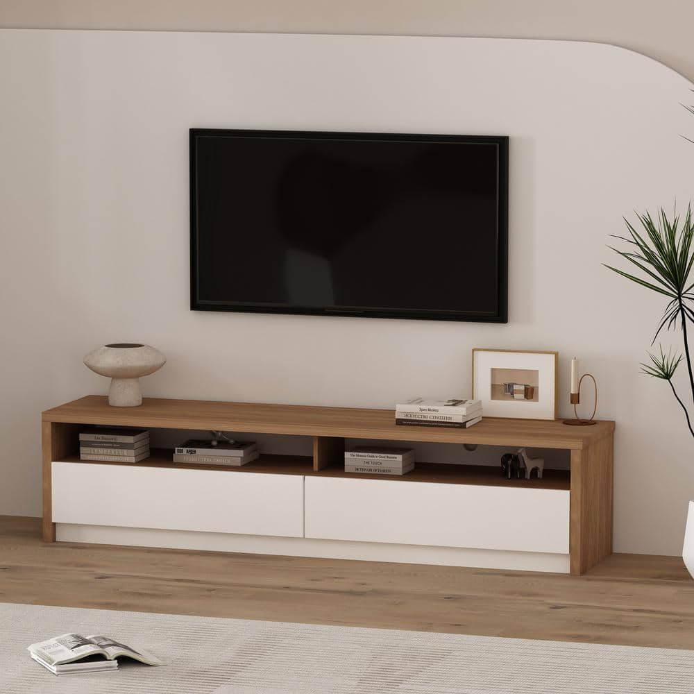 Manhattan Comfort Duncan Contemporary Maple and Off White TV Stand Fits ...