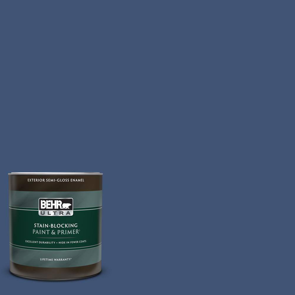 BEHR ULTRA 1 qt. #600D-7 Daring Indigo Semi-Gloss Enamel Exterior Paint ...