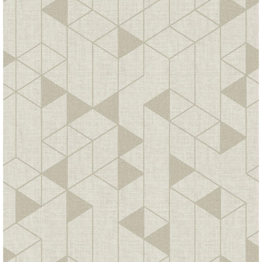 SCOTT LIVING Fairbank White Champagne Linen Geometric Wallpaper Sample ...
