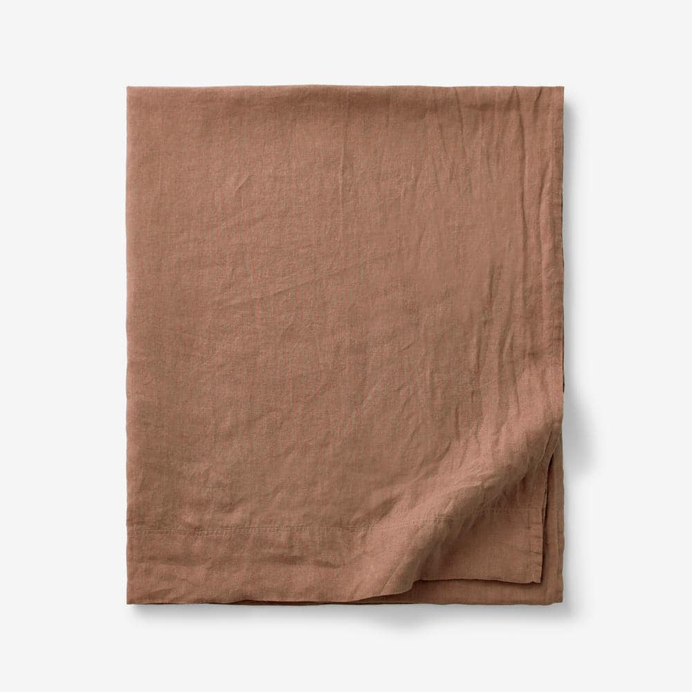 The Company Store Legends Hotel Terracotta Solid Washed Linen Queen Flat Sheet 51386A-Q ...