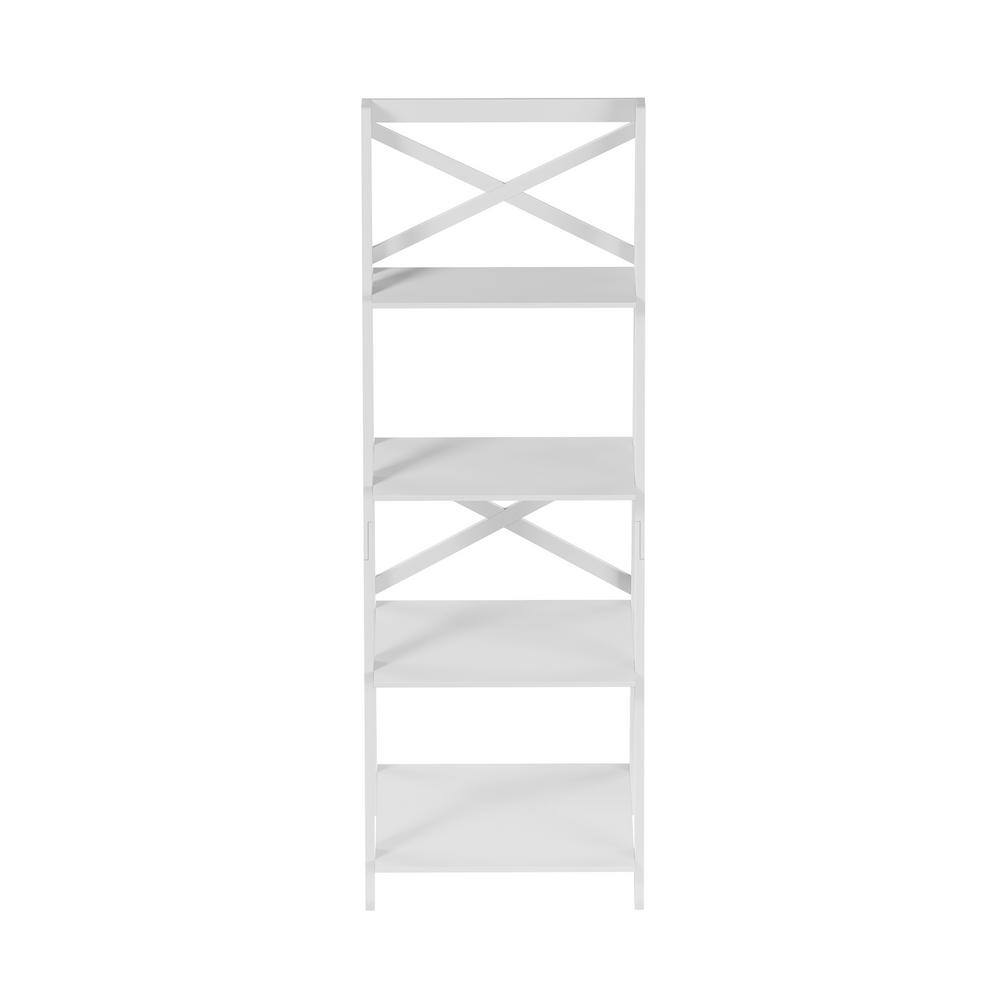 Lavish Home 56 in. 4-Tier Ladder Bookcase Freestanding Bookcase with X ...