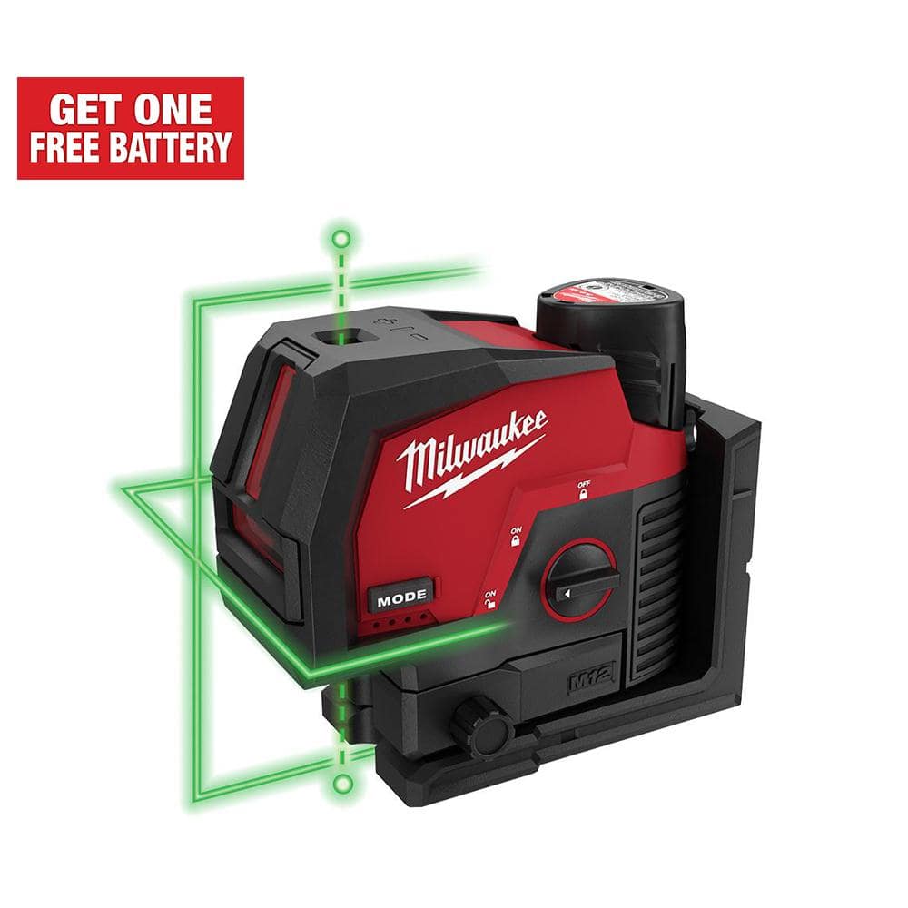 Milwaukee M12 12-Volt Lithium-Ion Cordless Green 125 ft. Cross Line and ...