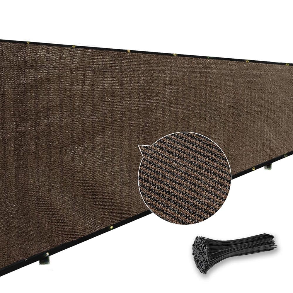 KANAGAWA Privacy Fence Screen 3 x 16 ft. Brown Customized Outdoor Mesh ...