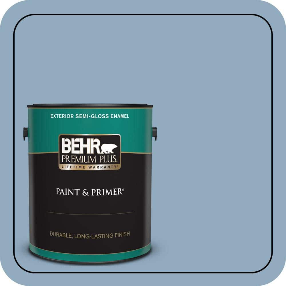 BEHR PREMIUM PLUS 1 gal. #BIC-10 Cotton Denim Semi-Gloss Enamel ...