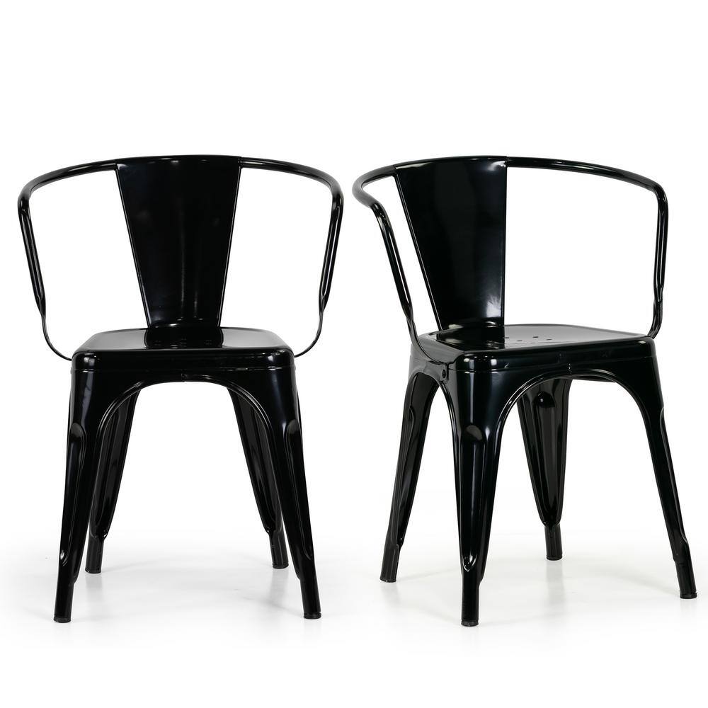 Glamour Home Baruna Black Metal Open Back Dining Chair Set of 2 ...