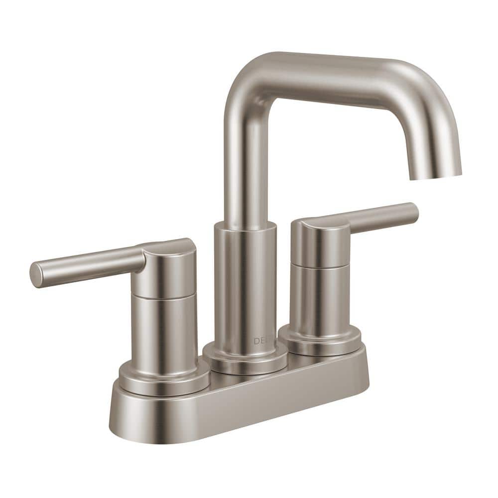Delta Nicoli 4 in. Centerset Double Handle Bathroom Faucet in Stainless ...