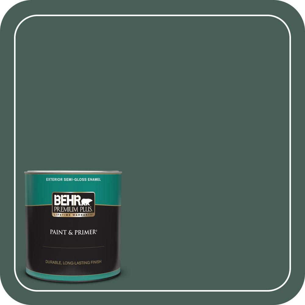 BEHR PREMIUM PLUS 1 qt. #M440-7 Rainforest Semi-Gloss Enamel Exterior ...