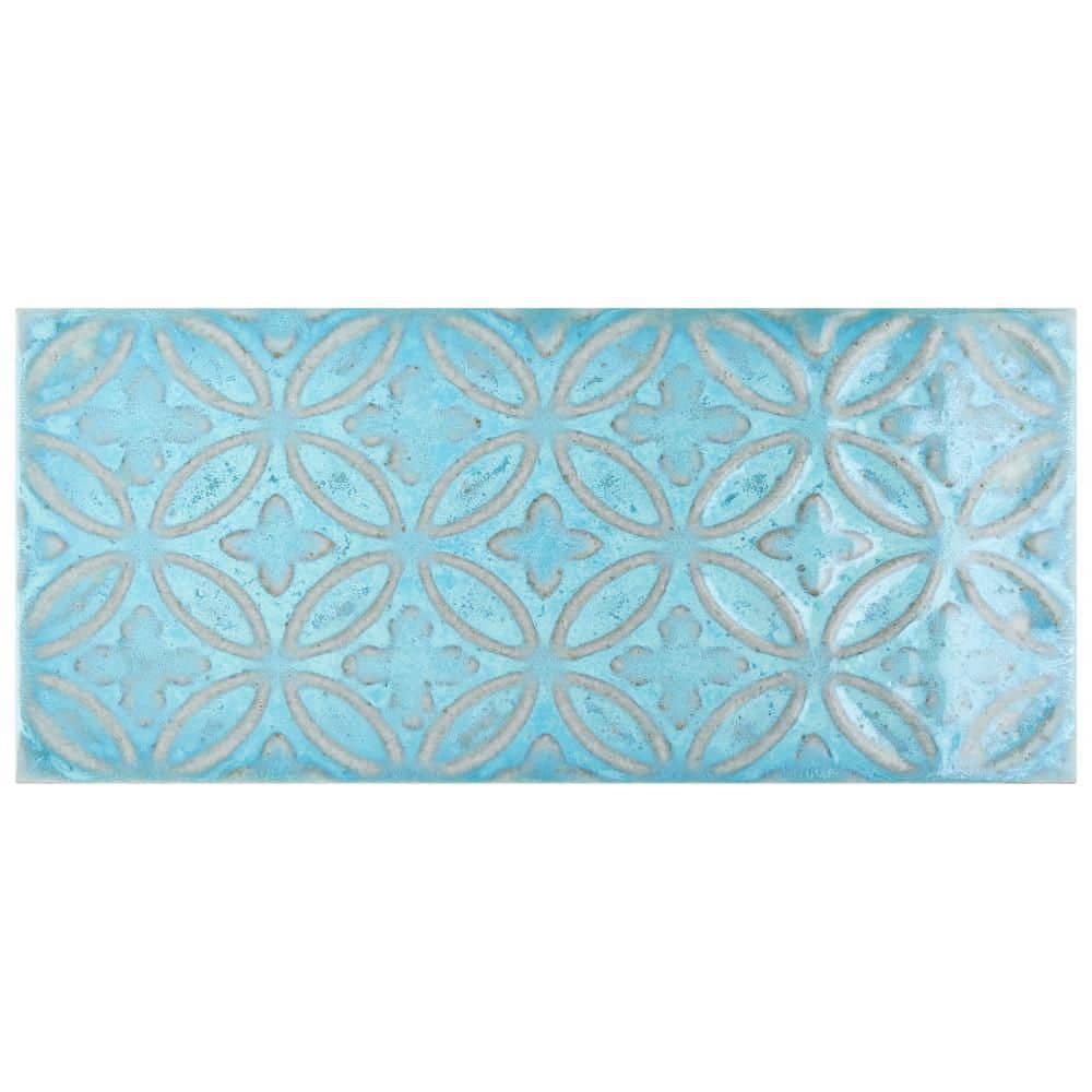Merola Tile Zurbaran Aquamarina 4-1/2 in. x 8-7/8 in. Ceramic Wall Tile ...