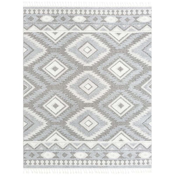 Unique Loom Boho Gigi Gray 7 ft. 10 in. x 10 ft. Area Rug 3188696 - The ...