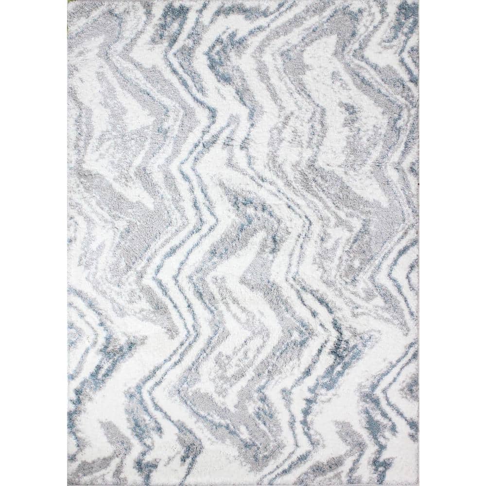 BASHIAN Andes White/Grey 9 ft. x 12 ft. (8'6" x 11'6") Geometric ...