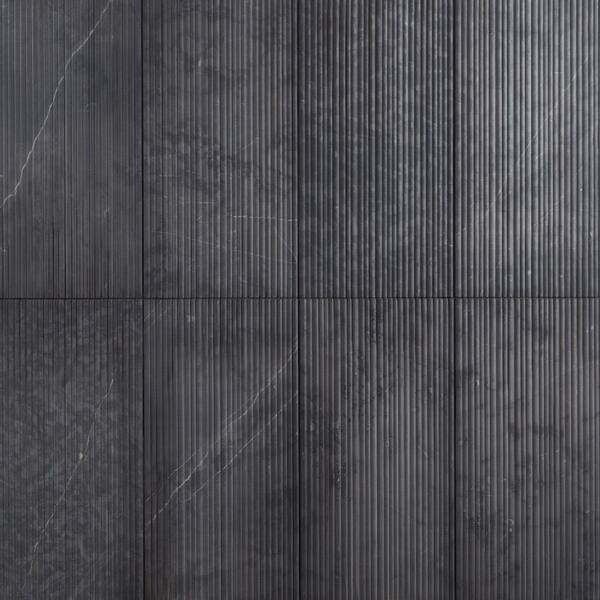 Ivy Hill Tile Striada Nero Marquina 12 in. x 24 in. Honed Fluted Marble ...