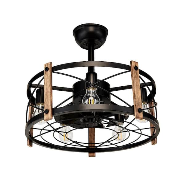 Keazile 20 in. Cage Black Downrod Mount Ceiling Fan with 5-Lights ...