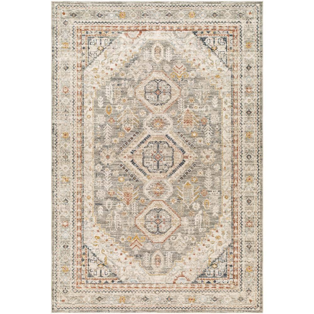 Livabliss Beckham Slate/Beige 9 ft. x 12 ft. Medallion Indoor Area Rug ...