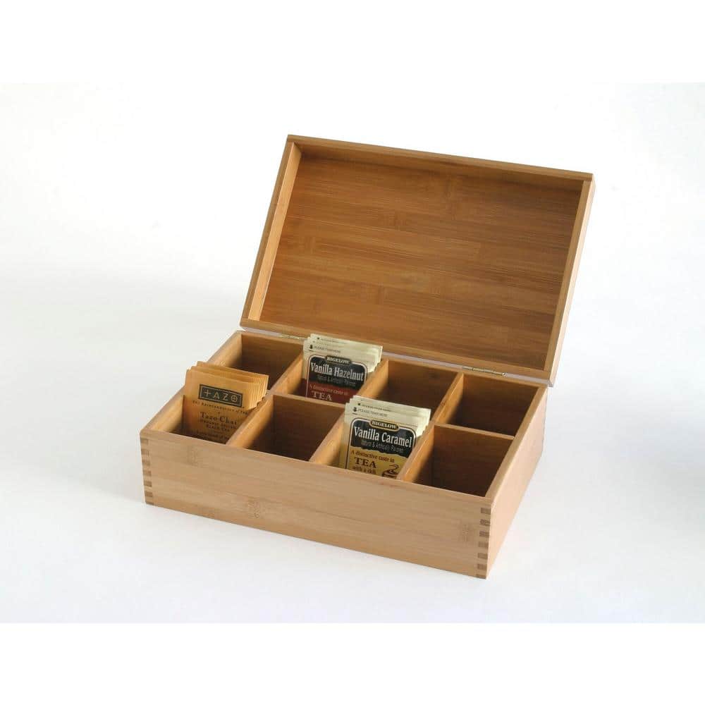 Lipper Bamboo 8-Compartment Tea Storage Box 8188 - The Home Depot