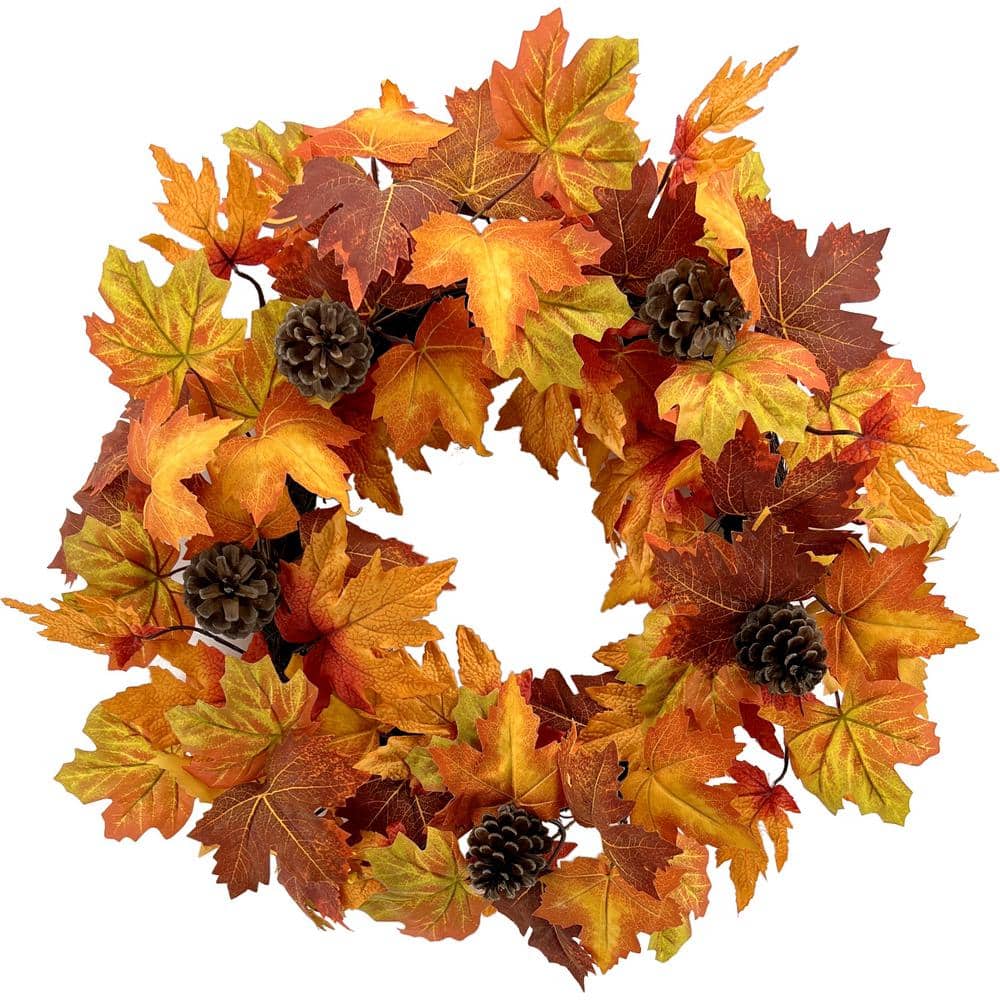 MERRILY 24 in. Fall Harvest Maple Leaf Wreath MFGWF7658X24X - The Home ...
