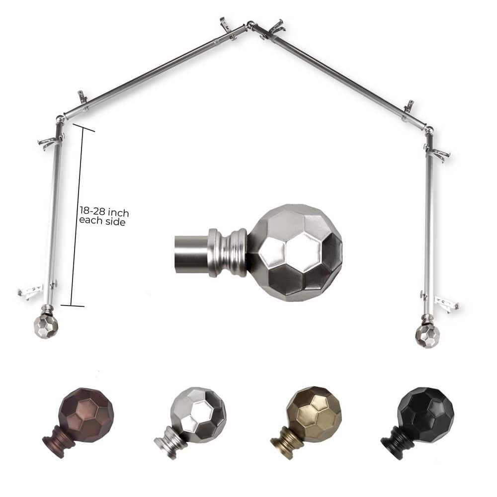 Rod Desyne 13/16" Christiano 4-Sided Bay Window Curtain Rod (18-28 inch ...