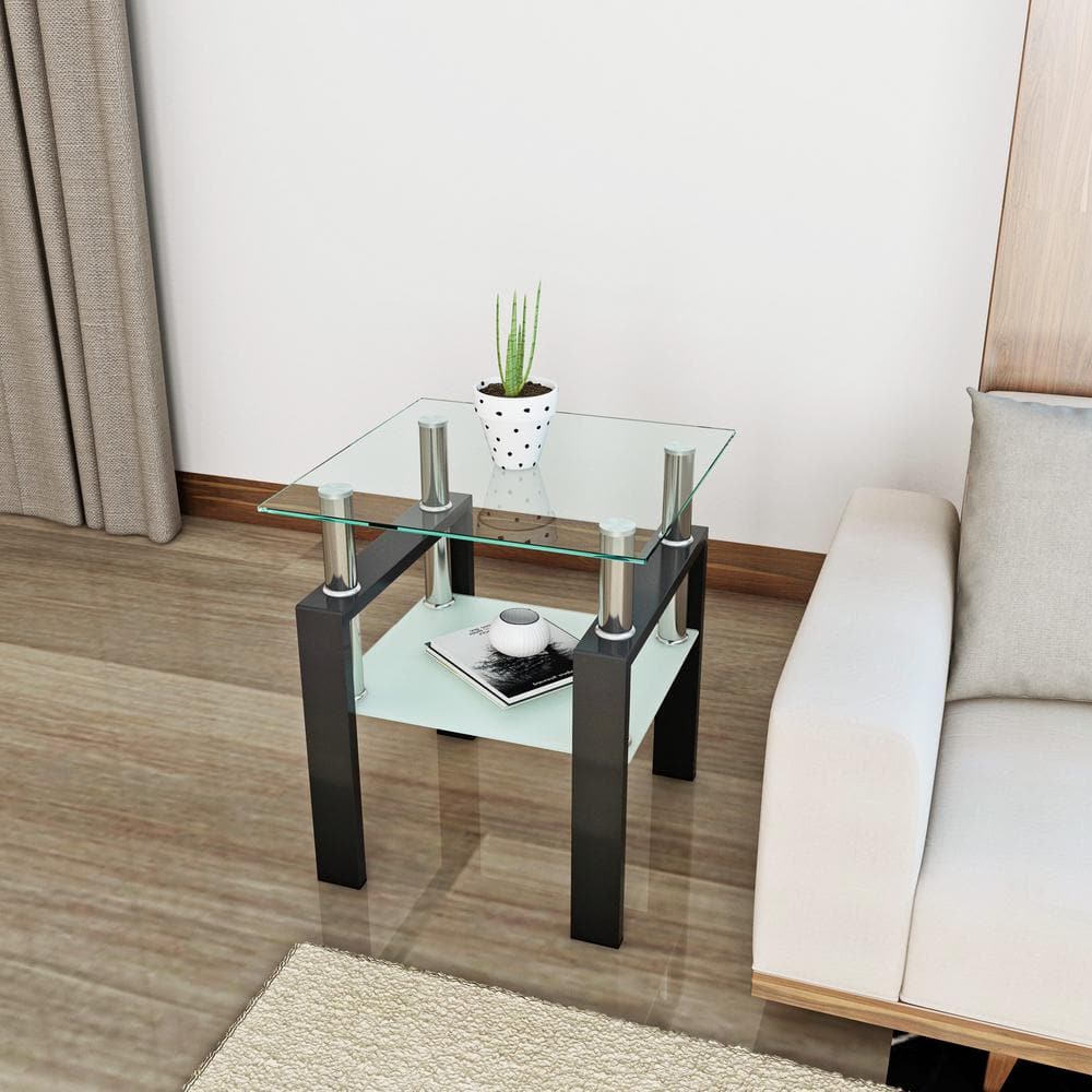 Zeus & Ruta 1-Piece Transparent Modern Tempered Glass Tea Table End ...