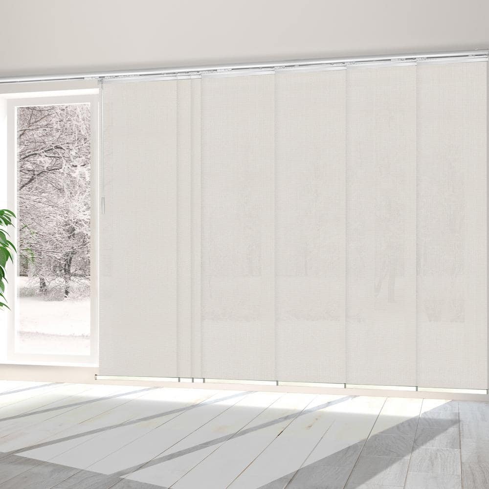 EMOH Buff 110 in. to 153 in. W x 116 in. L Adjustable 7-Panel, White ...